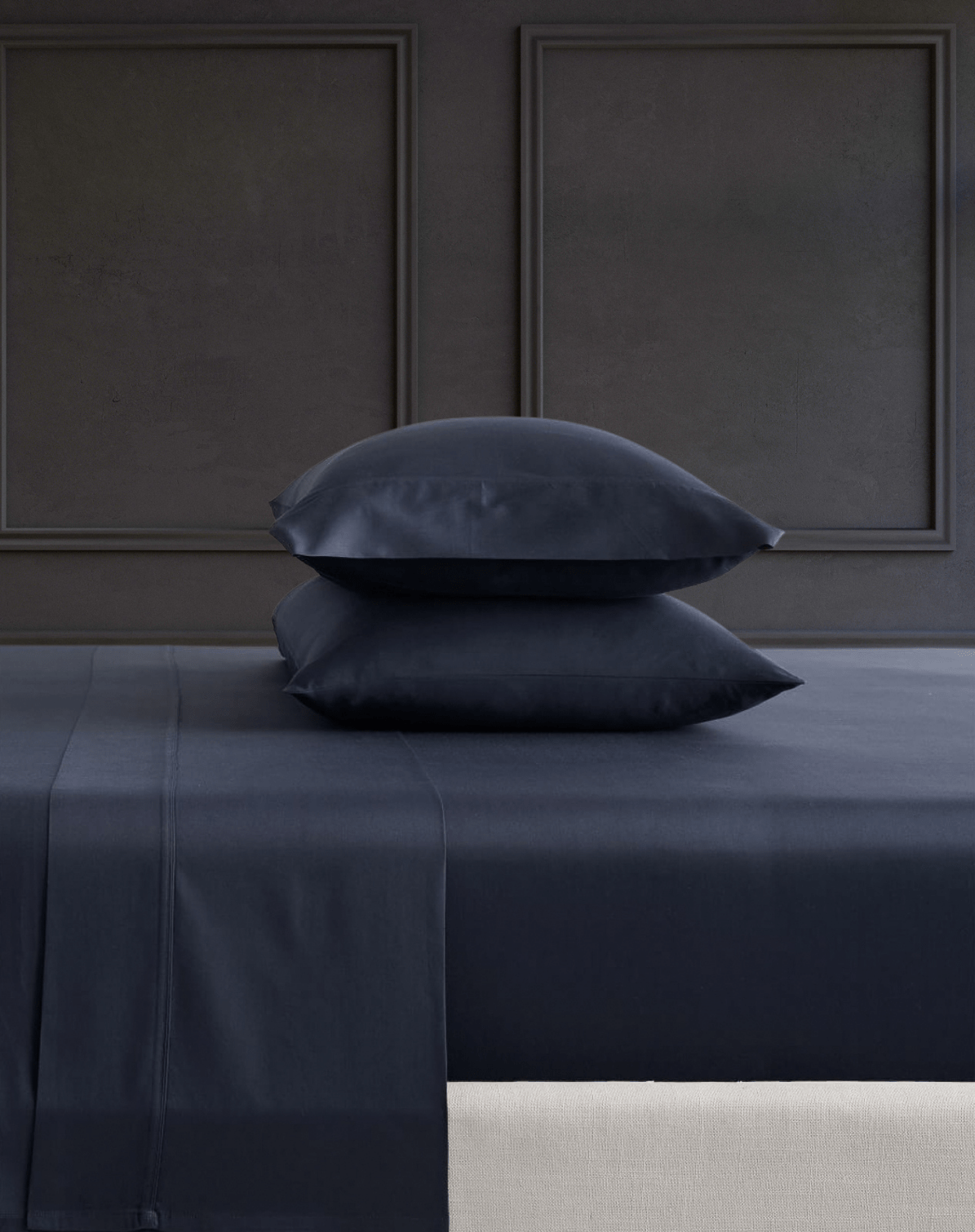 Navy Blue Bed Sheets in 500 Thread Count Sateen Cotton